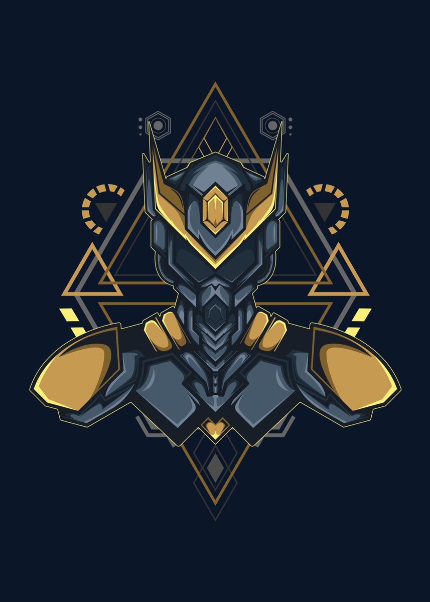 'yellow knight mecha' Poster by wellyans saputra | Displate