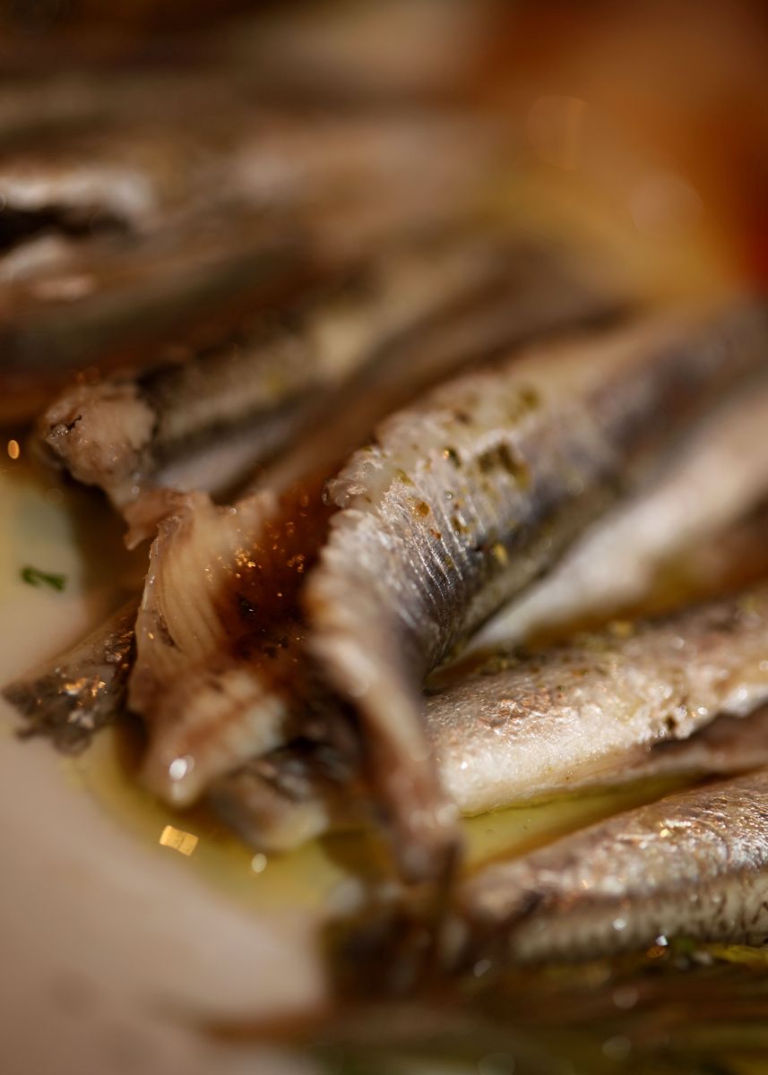 'Sardines fish plate macro' Poster, picture, metal print, paint by ...