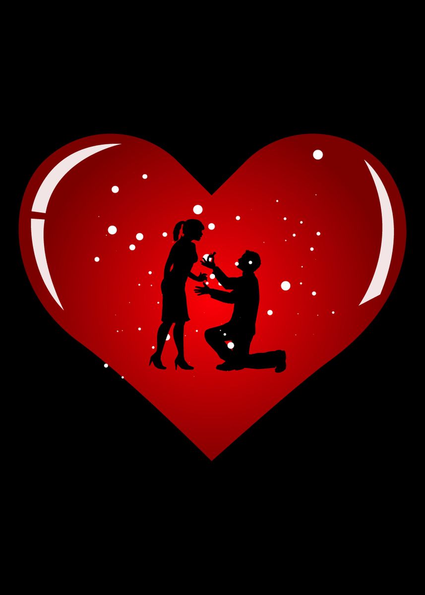 'Love Couple in Heart' Poster, picture, metal print, paint by Max Ronn ...