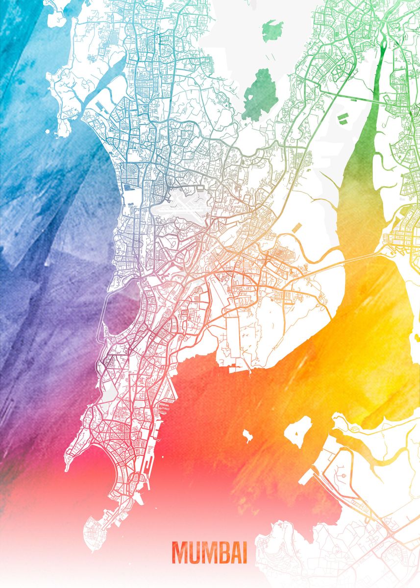 'Mumbai map' Poster, picture, metal print, paint by LUNGHISTE | Displate