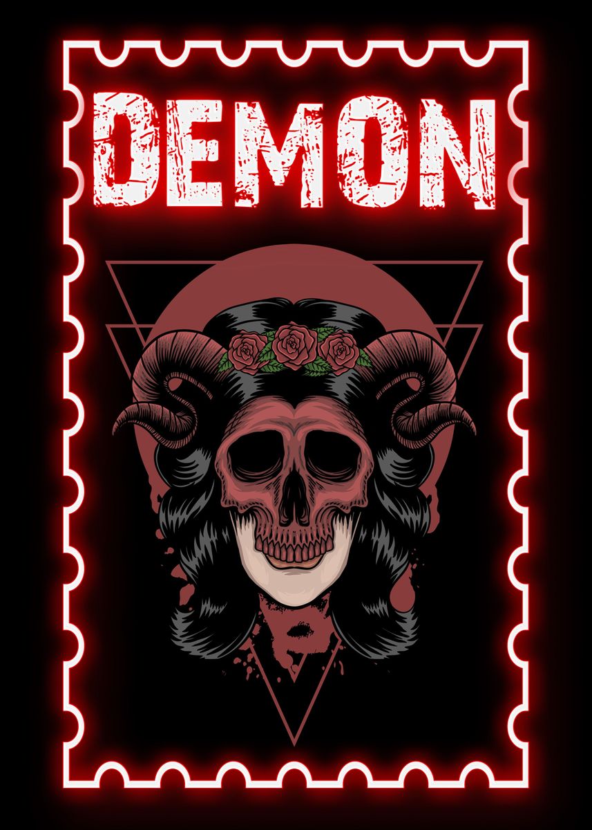 ' Demon Skull Gothic Devil' Poster, picture, metal print, paint by Eye ...