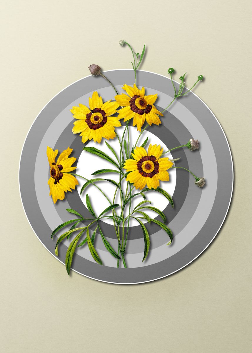 'Flowers on Paper Shield' Poster, picture, metal print, paint by Holy ...