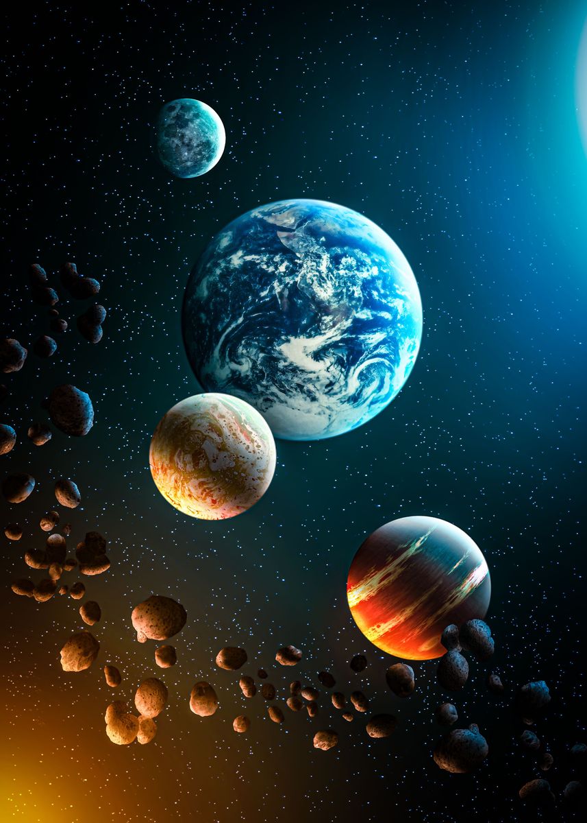 'Dreamy Planets' Poster, picture, metal print, paint by Giorgos Vellios ...