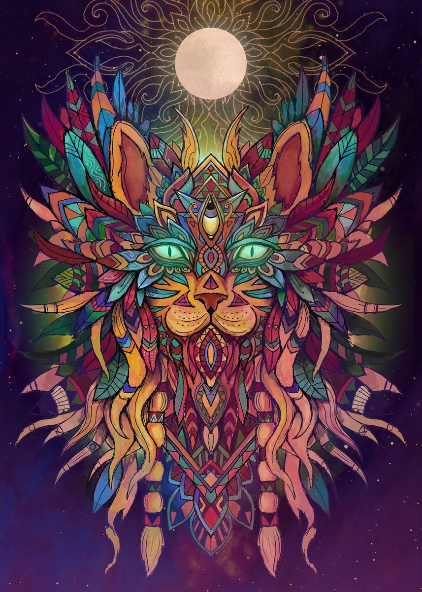 'Funky Cat' Poster, picture, metal print, paint by Lance Schmale | Displate