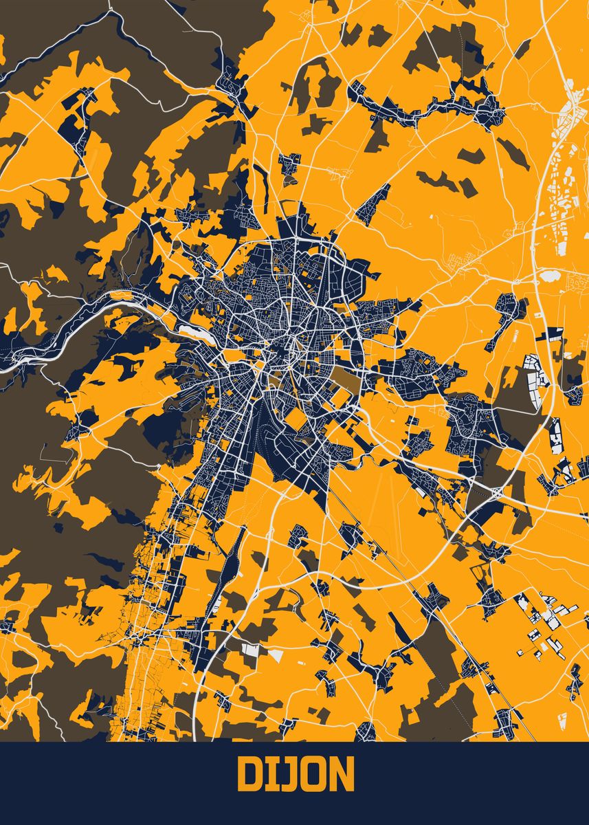 'Dijon Bluefresh Map' Poster, picture, metal print, paint by Tien ...