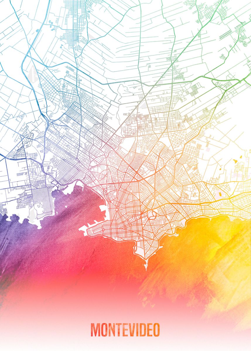 'Montevideo map' Poster, picture, metal print, paint by LUNGHISTE ...