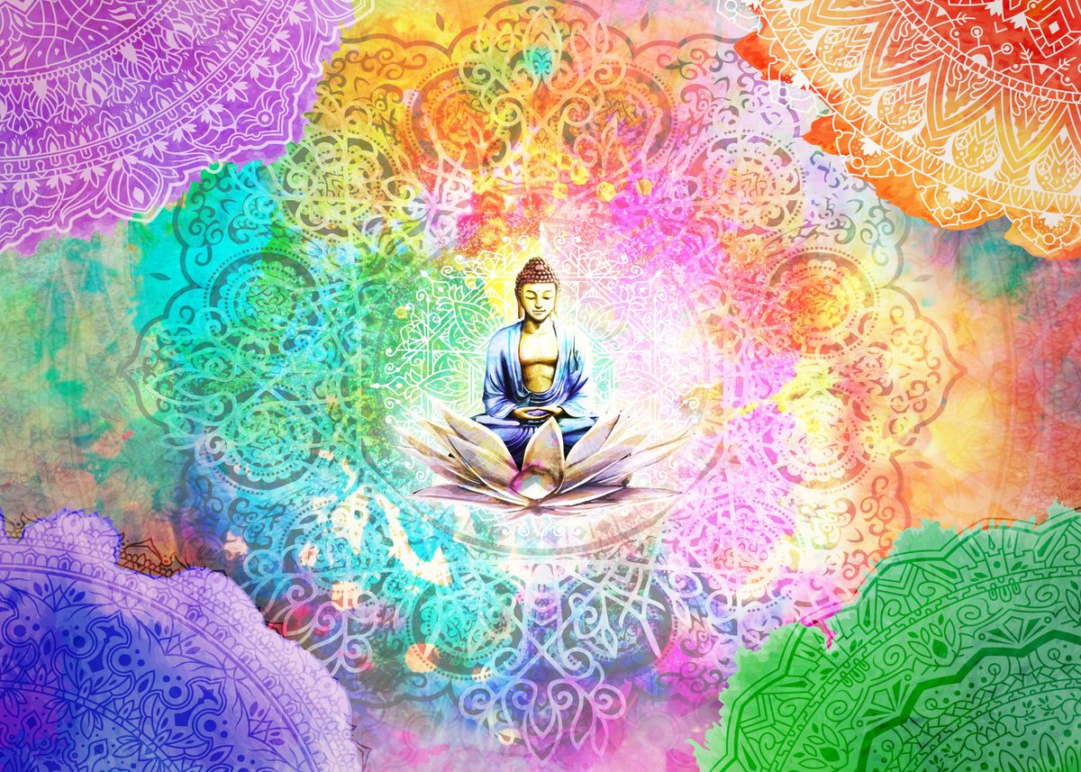 Colorful Buddha Meditation Poster By Mcashe Art Displate