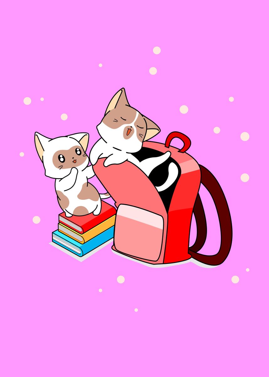 'Cute Kitten Back To School' Poster by Foxxy Merch | Displate