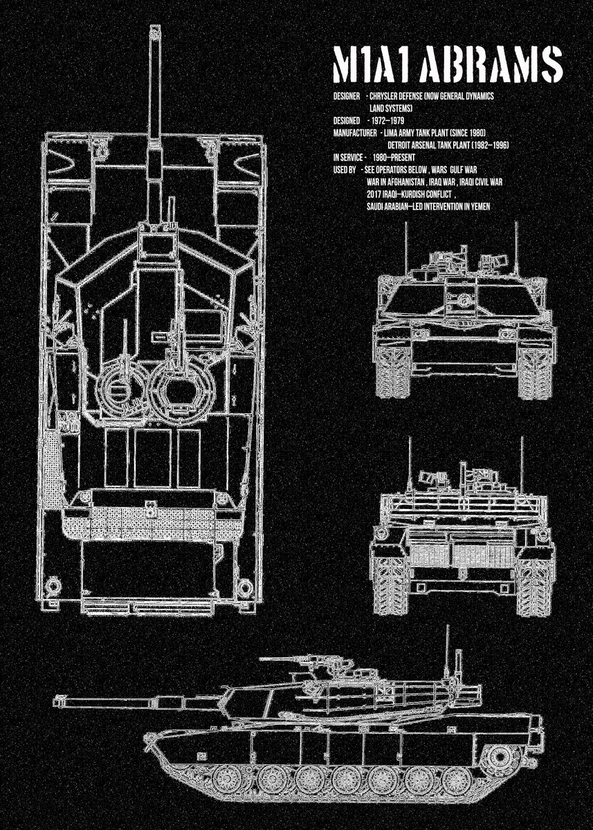 'M1A1 Abrams ' Poster, picture, metal print, paint by ZART DESIGN ...