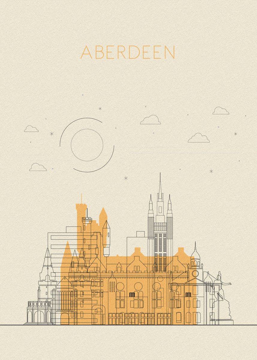 'Aberdeen Skyline' Poster, picture, metal print, paint by Deniz A ...