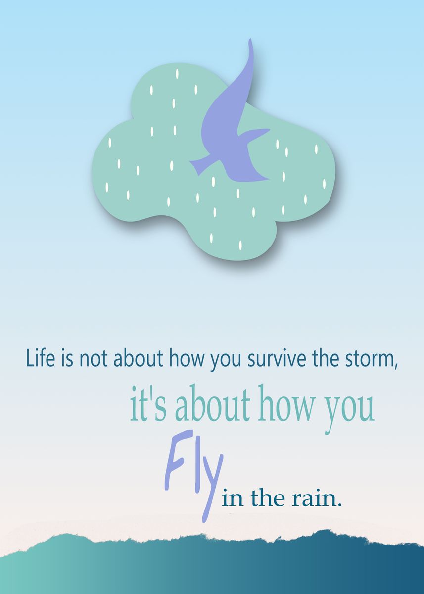 'Flying in the rain' Poster by Fátima Seehagen Nature Illustrations ...