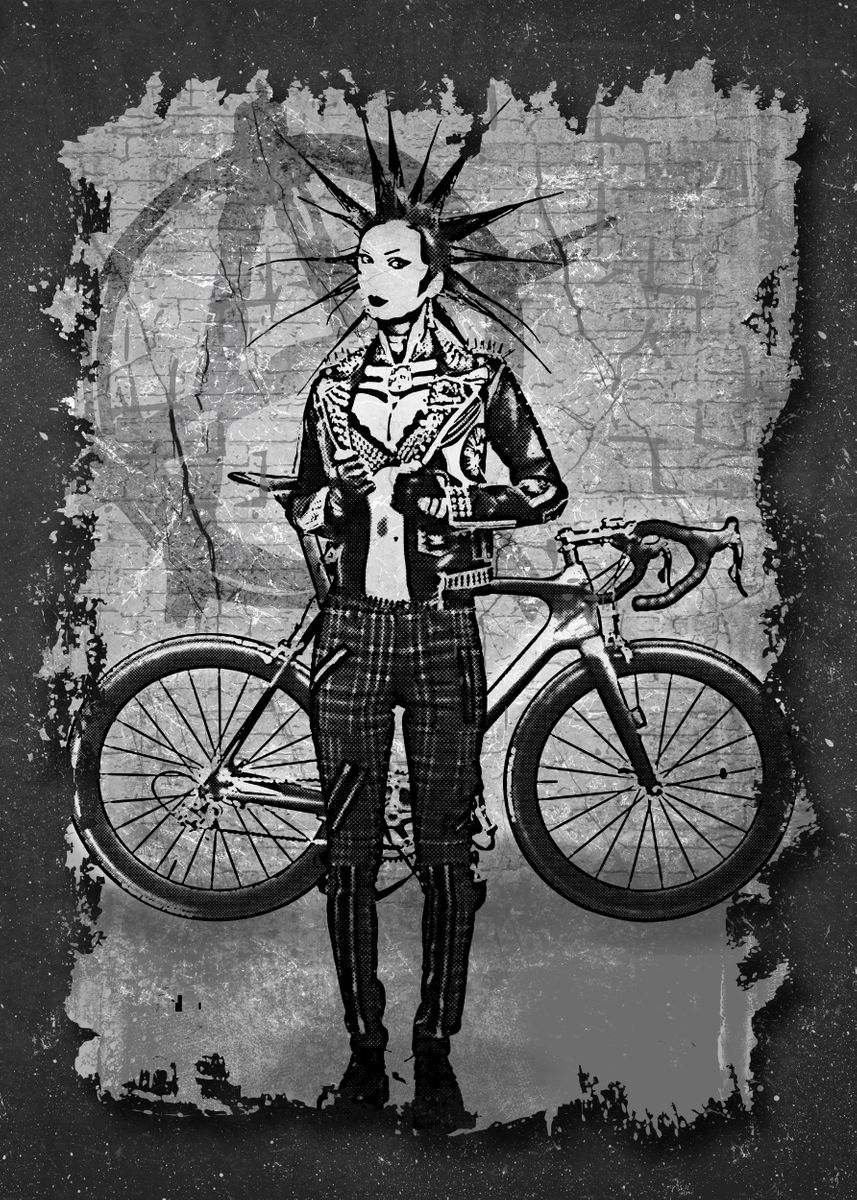 'Punk Girl Biker' Poster, picture, metal print, paint by Ilya Danilov ...