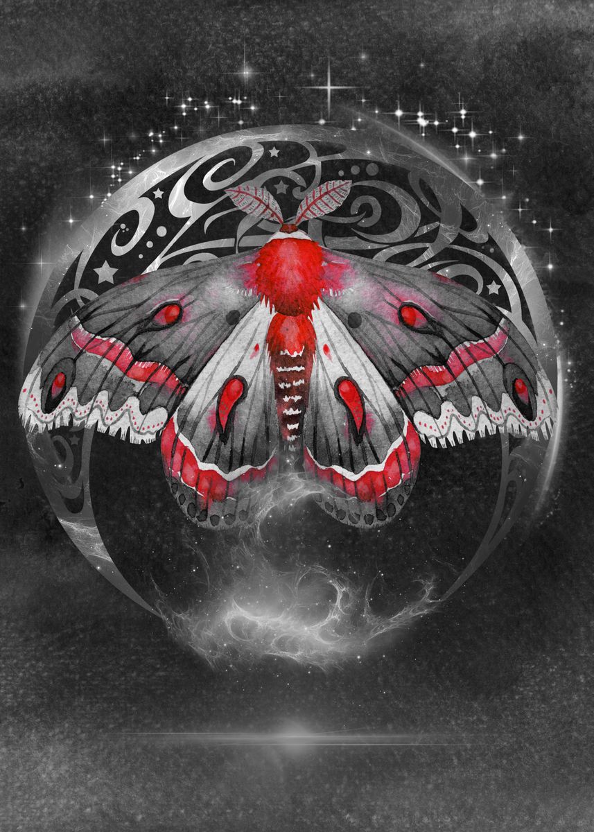 'Mystical Moth with Moon' Poster, picture, metal print, paint by Eva ...