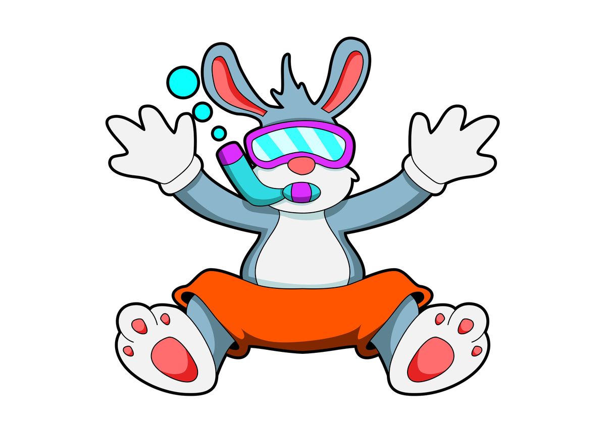 'Rabbit Swimming' Poster by Markus Schnabel | Displate