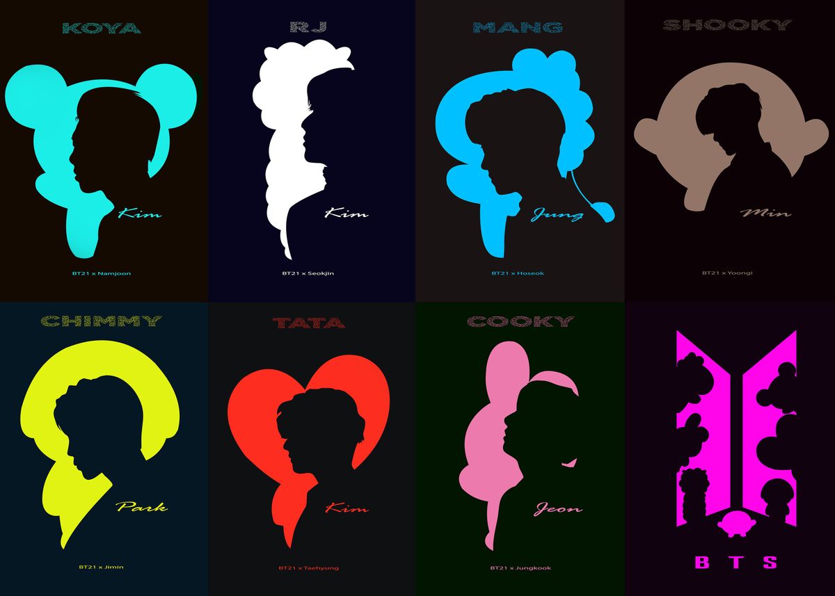 'Bts x Bt21 characters' Poster by Jane Valdez | Displate