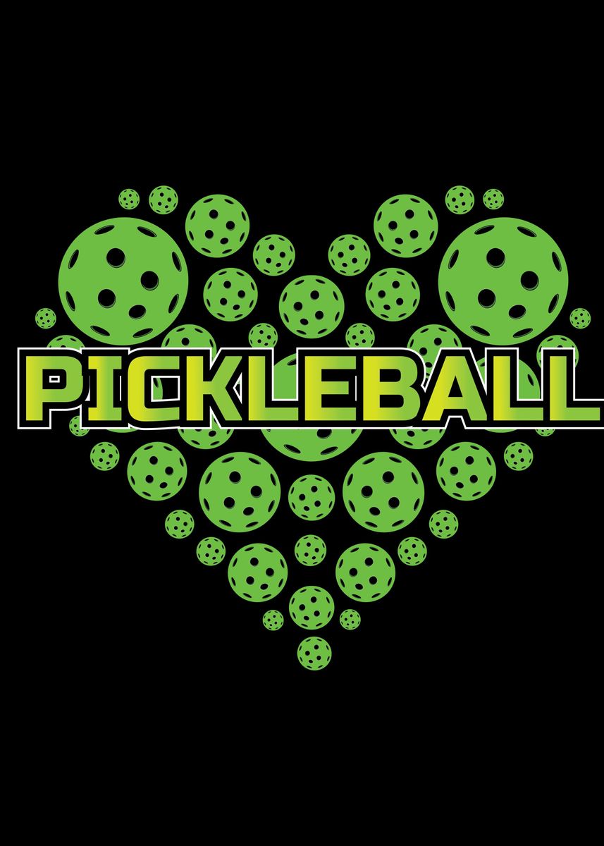 'Pickleball Heart Funny' Poster, picture, metal print, paint by Riffize ...