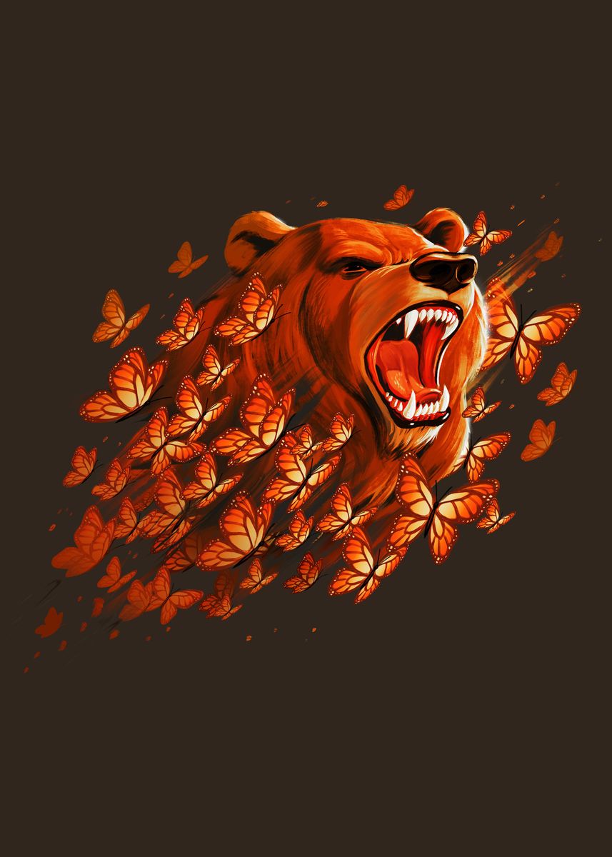 'Butterfly Bear' Poster, picture, metal print, paint by Tobias Fonseca ...