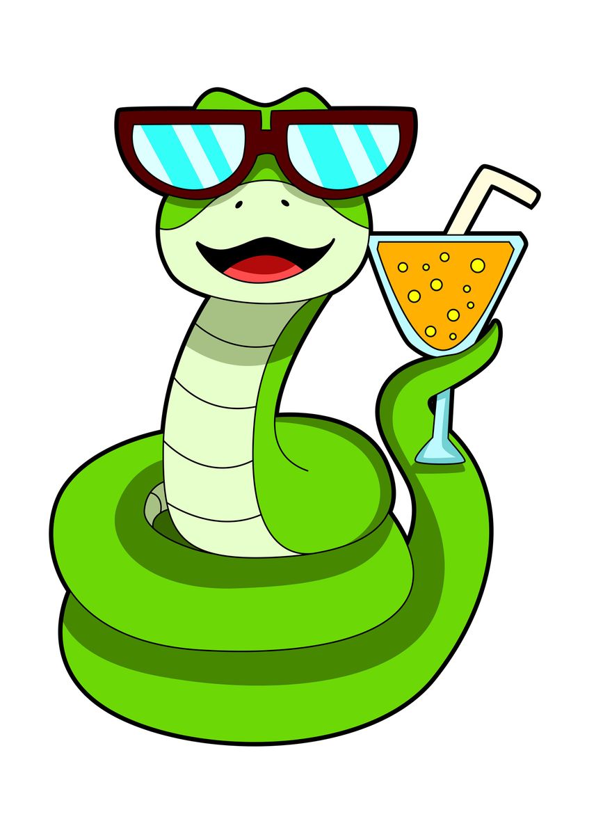 'Snake Drink Cocktail' Poster, picture, metal print, paint by Markus ...
