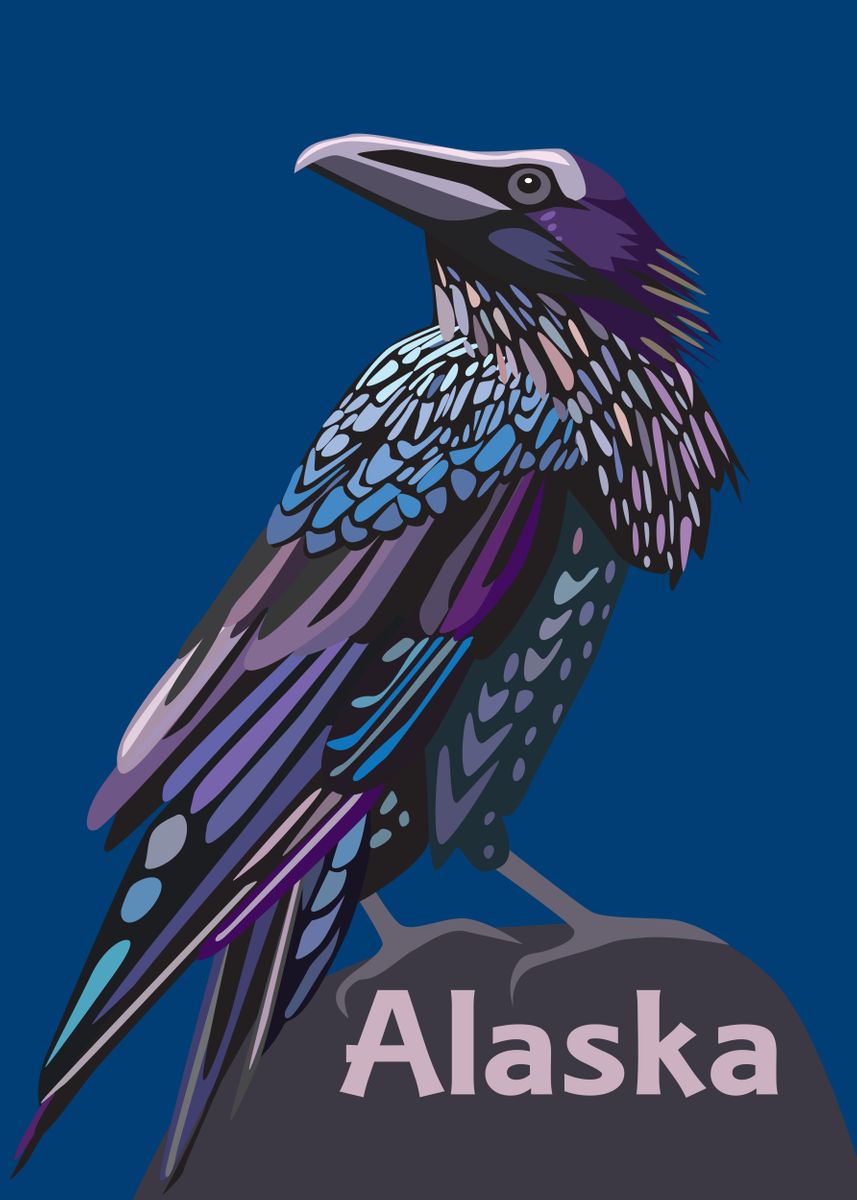 'Alaska Raven Colorful Bird' Poster, picture, metal print, paint by ...