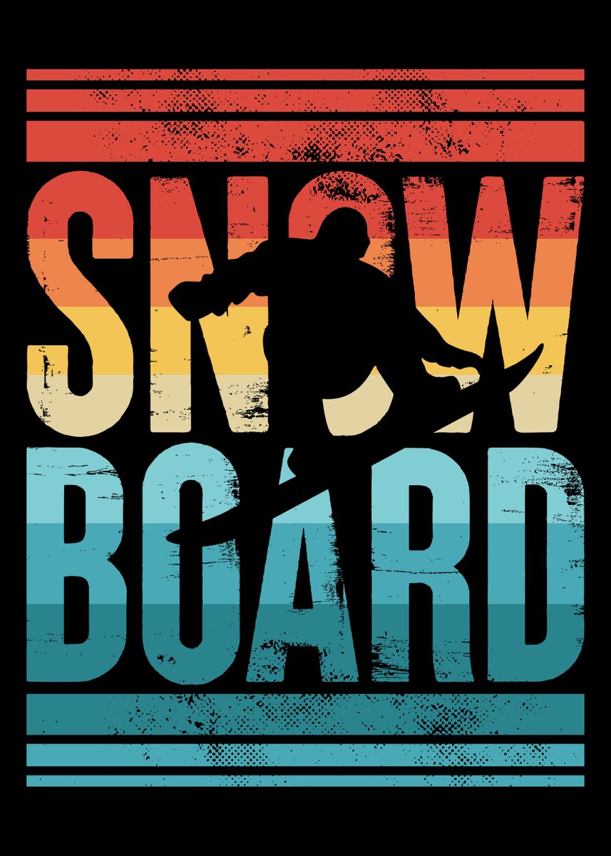 'Retro Snowboard Gift' Poster, picture, metal print, paint by Phil ...
