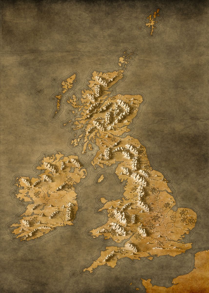 'United Kingdom fantasy map' Poster, picture, metal print, paint by Mad ...