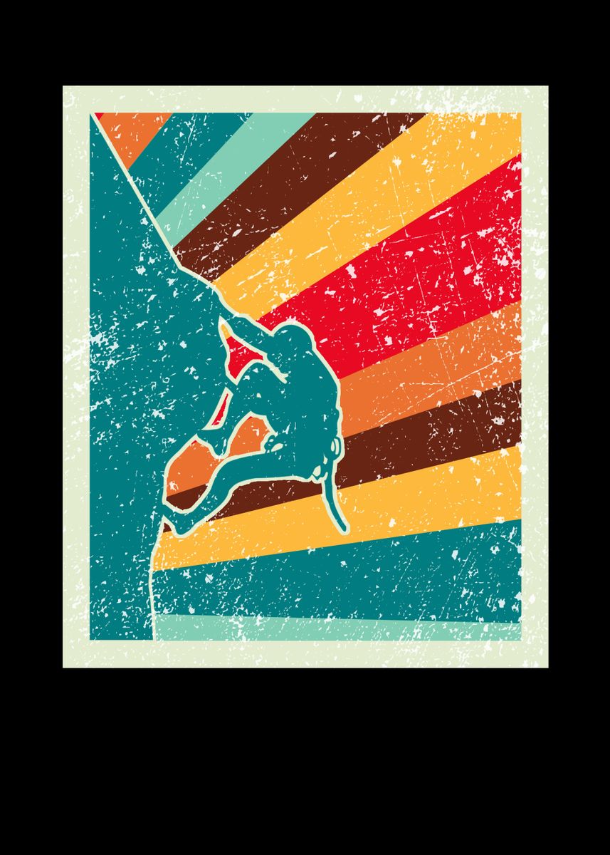 'Rock Climbing Retro' Poster, picture, metal print, paint by Shiva121 ...