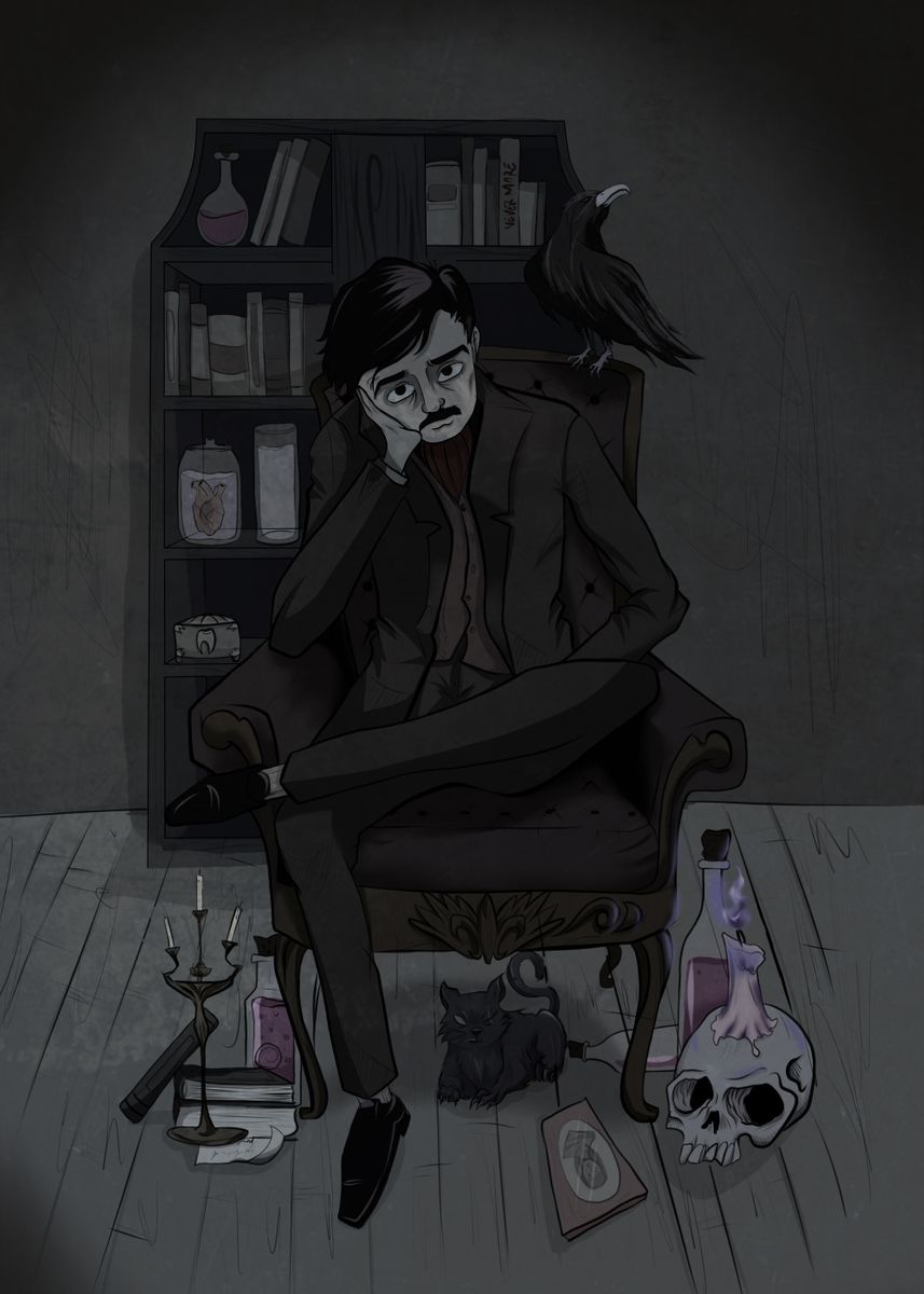 'Dark Writer' Poster, picture, metal print, paint by Luis Cedeño | Displate