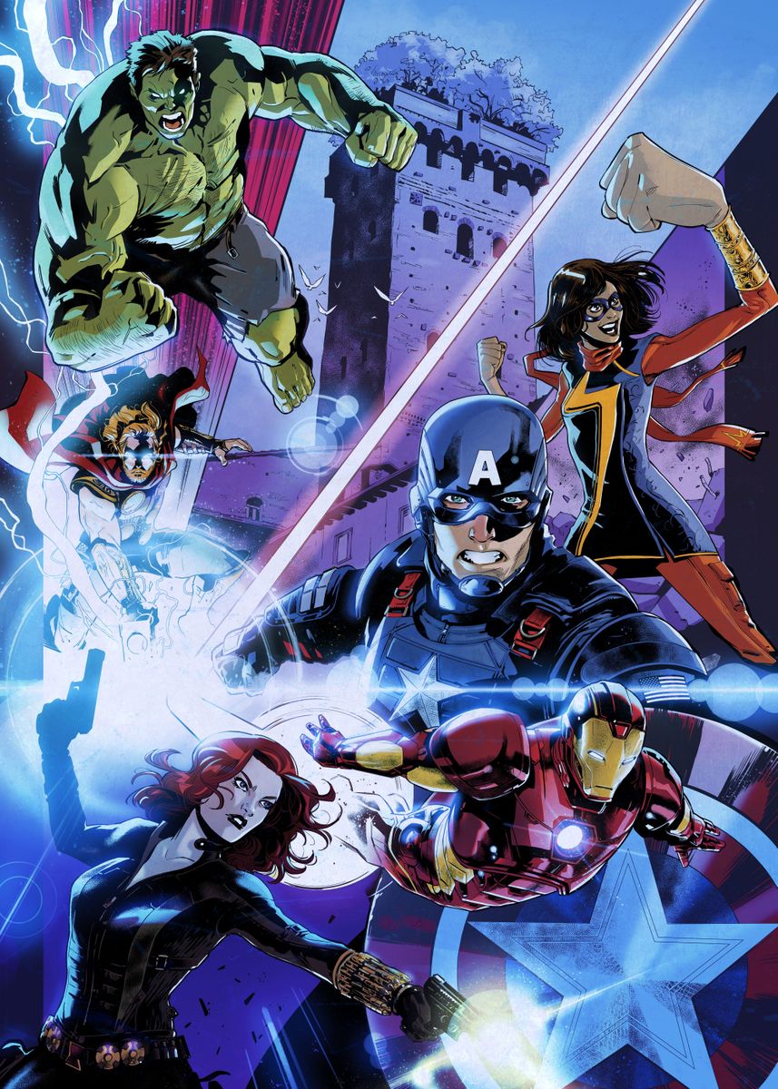 'Team' Poster, picture, metal print, paint by Marvel | Displate