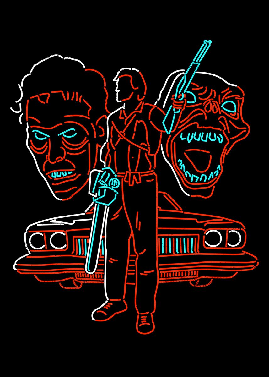 'Retro Evil' Poster, picture, metal print, paint by rocket man | Displate