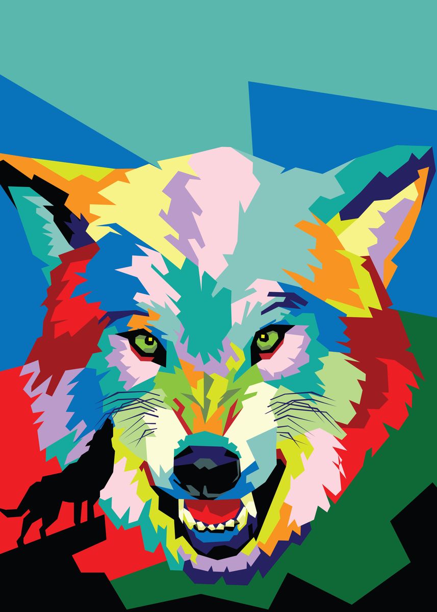'wildlife wolf Pop Art' Poster, picture, metal print, paint by Andi ...