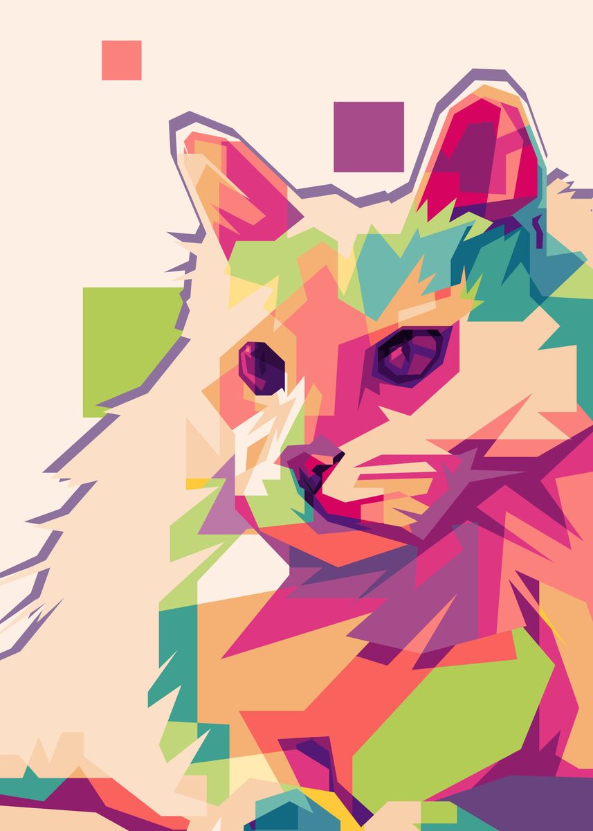 'CAT' Poster, picture, metal print, paint by Color Work | Displate