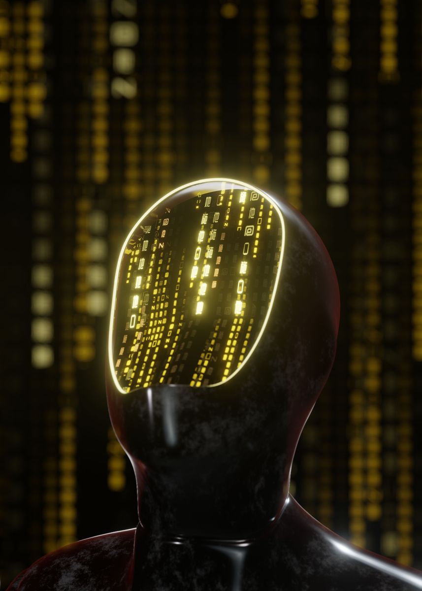 'Yellow Matrix Head' Poster, picture, metal print, paint by Bertil ...