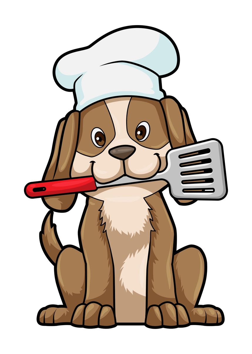 'Dog Cook Cooking hat' Poster, picture, metal print, paint by Markus ...