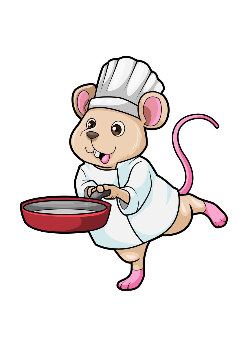 'Rat Cook Pan Cooking hat' Poster, picture, metal print, paint by ...