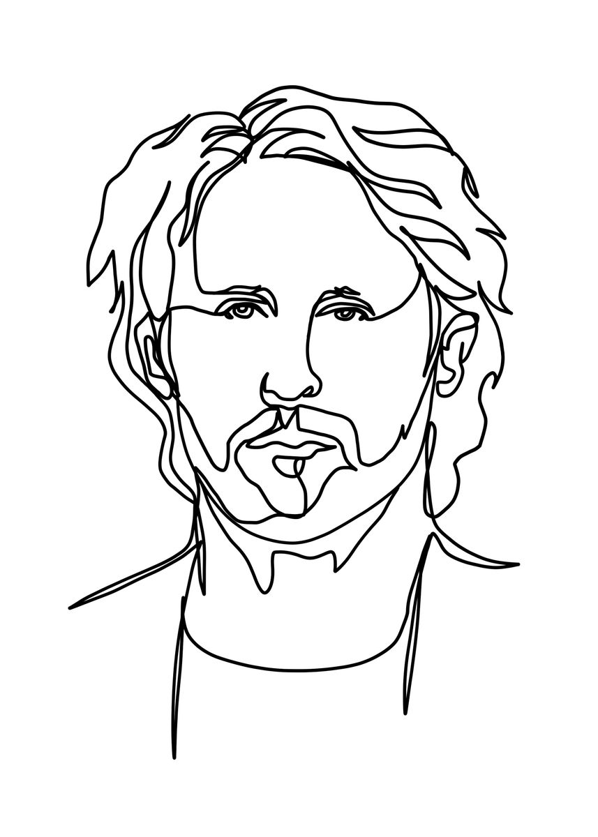 'Mike Einziger line art' Poster, picture, metal print, paint by YORHED ...