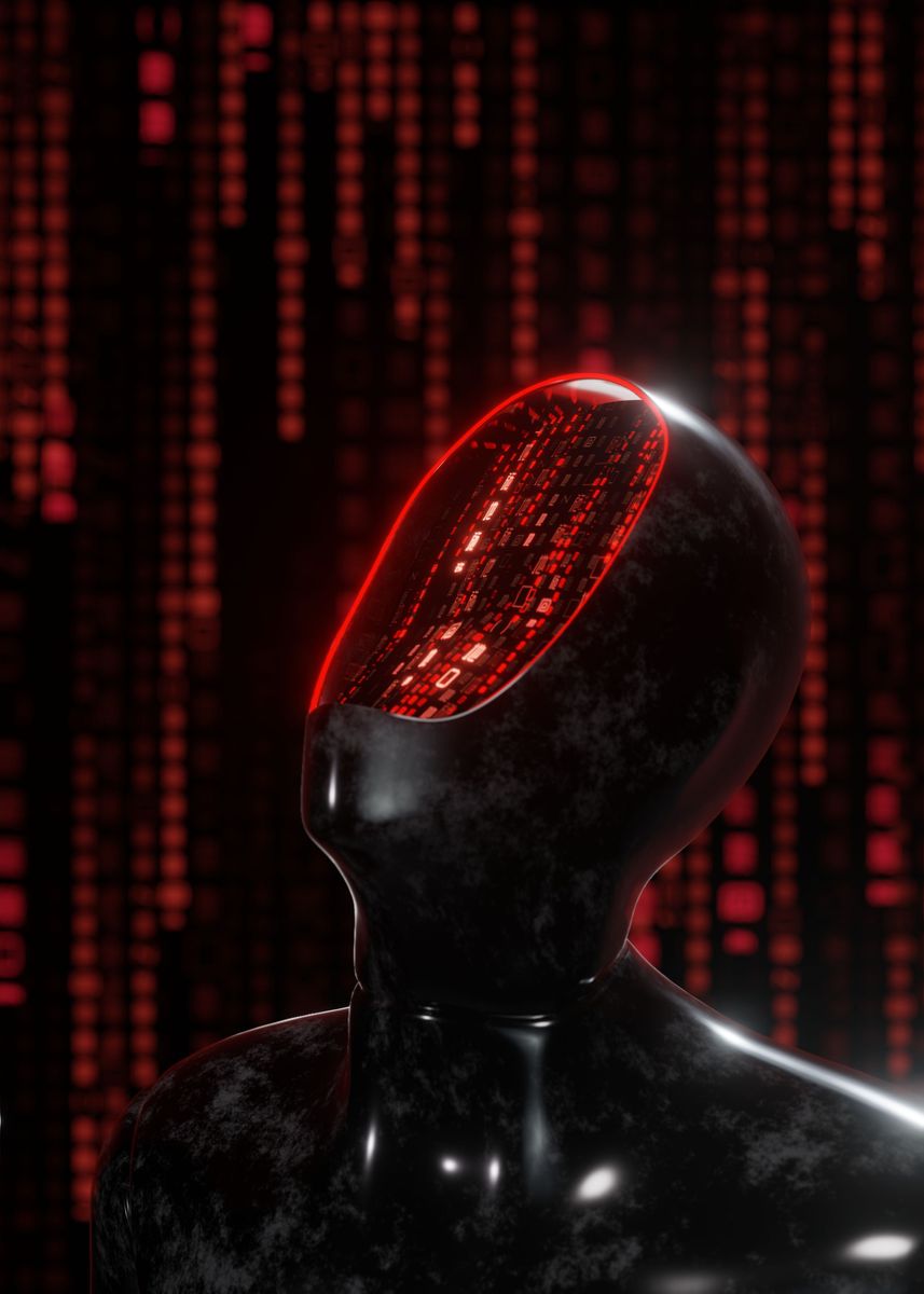 'Red Matrix Head' Poster by Bertil Hansen | Displate