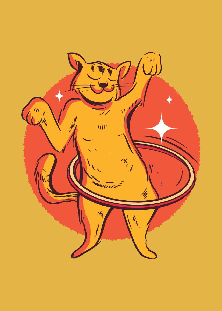 'HULA HOOP CAT' Poster by StonerPlates | Displate