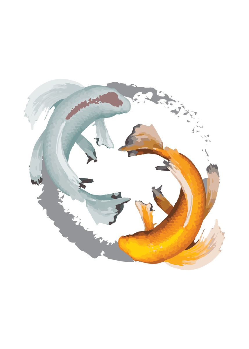 'Koi YinYang 1' Poster, picture, metal print, paint by dcspaceuk | Displate