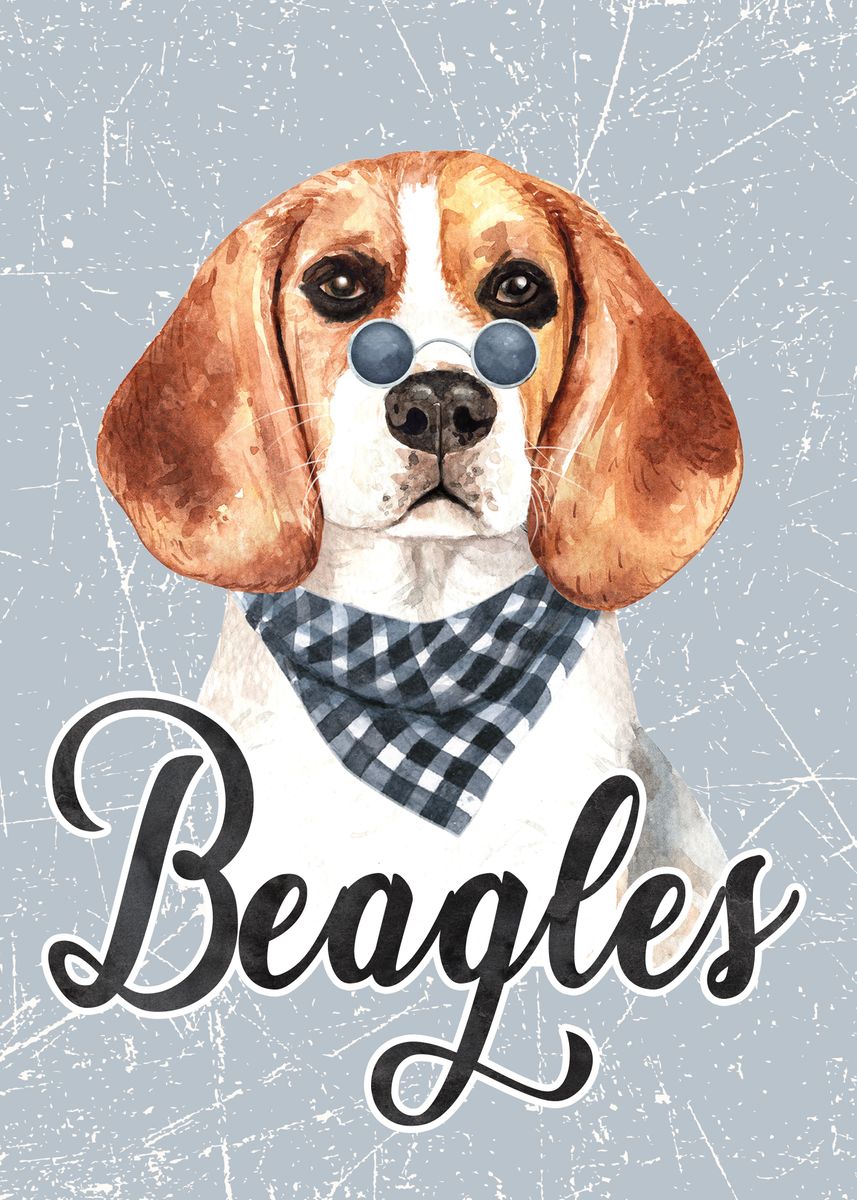 'Funny Beagles' Poster, picture, metal print, paint by Instart | Displate