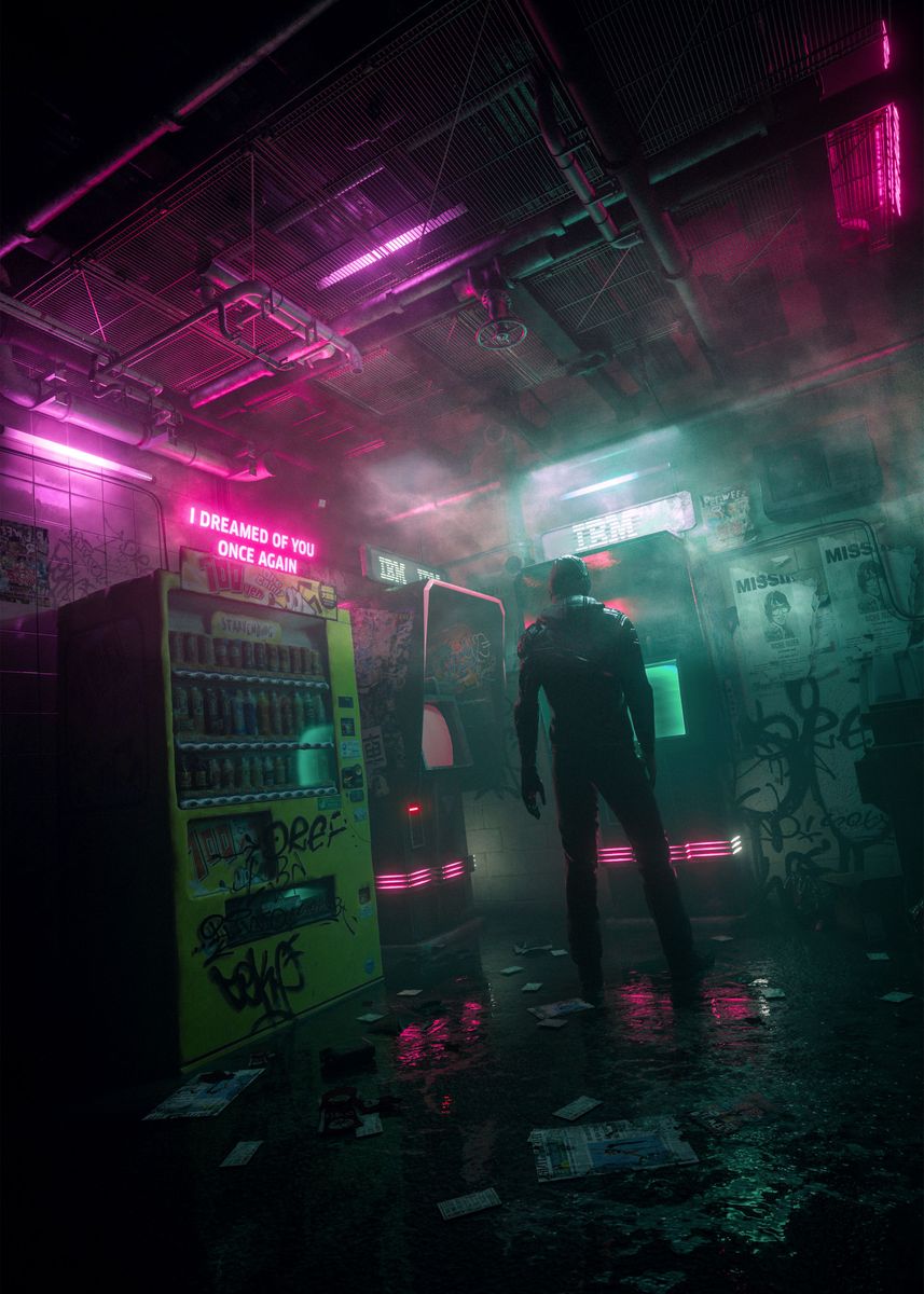 'Cyber vending machine' Poster, picture, metal print, paint by ...