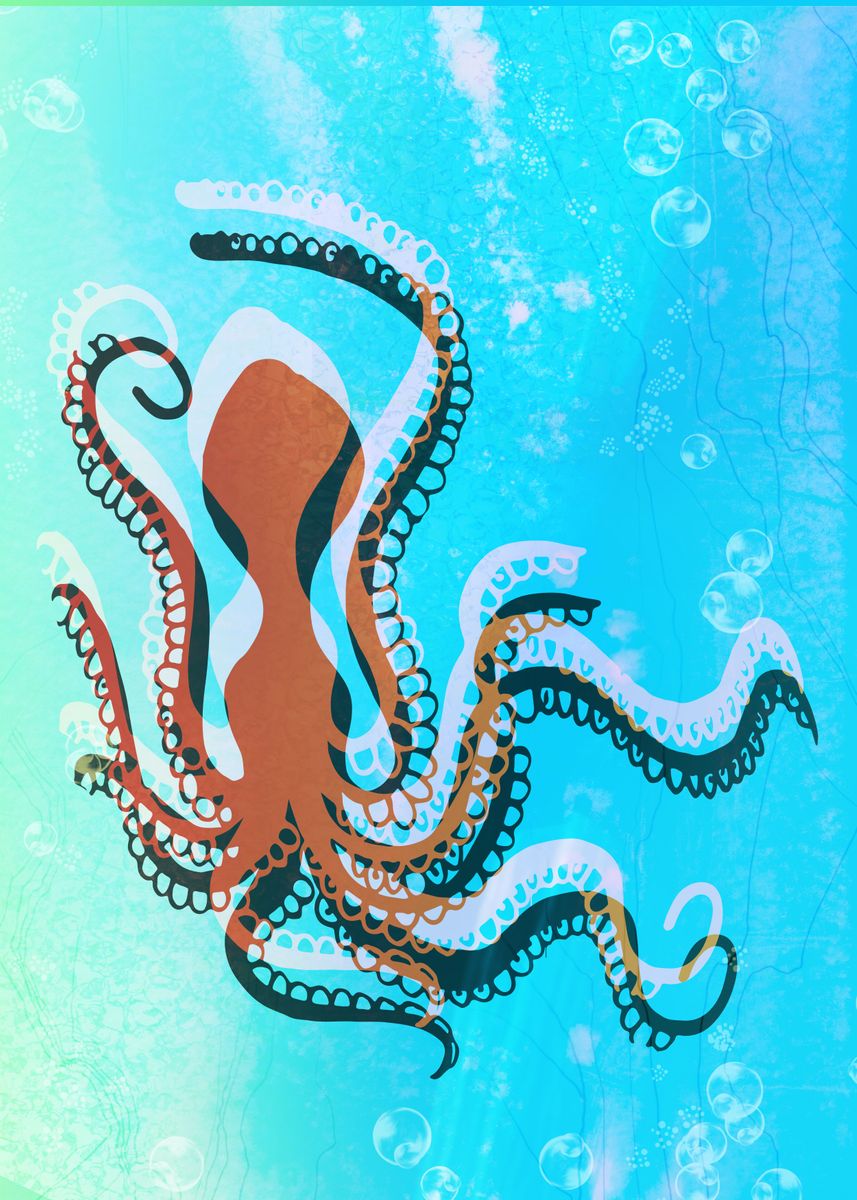 'Octopus Lord of Tentacles ' Poster by Fátima Seehagen Nature ...