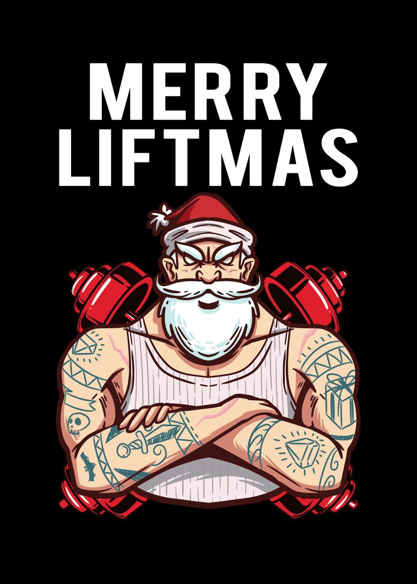 'Merry Liftmas Funny Santa' Poster by PlateMadeStuff | Displate