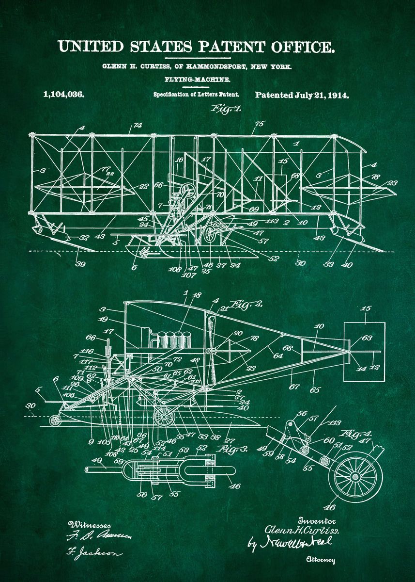 '7 Curtiss Flying Machine ' Poster, picture, metal print, paint by ...
