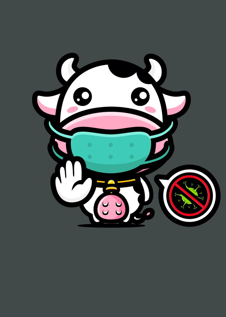 'Cute AntiCovid Cow Virus' Poster by Foxxy Merch | Displate