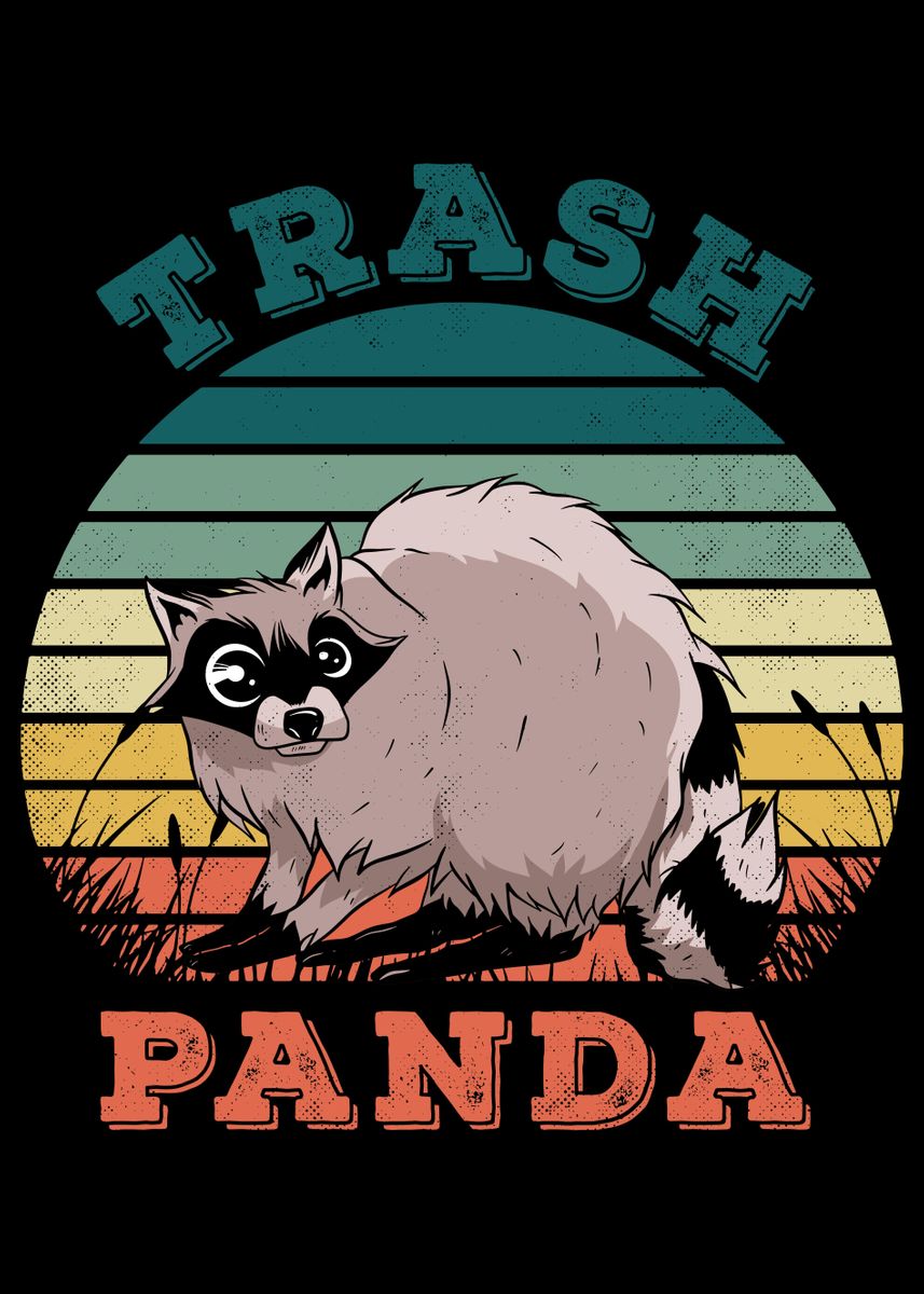 'Cute Trash Panda Retro' Poster, picture, metal print, paint by Philip ...