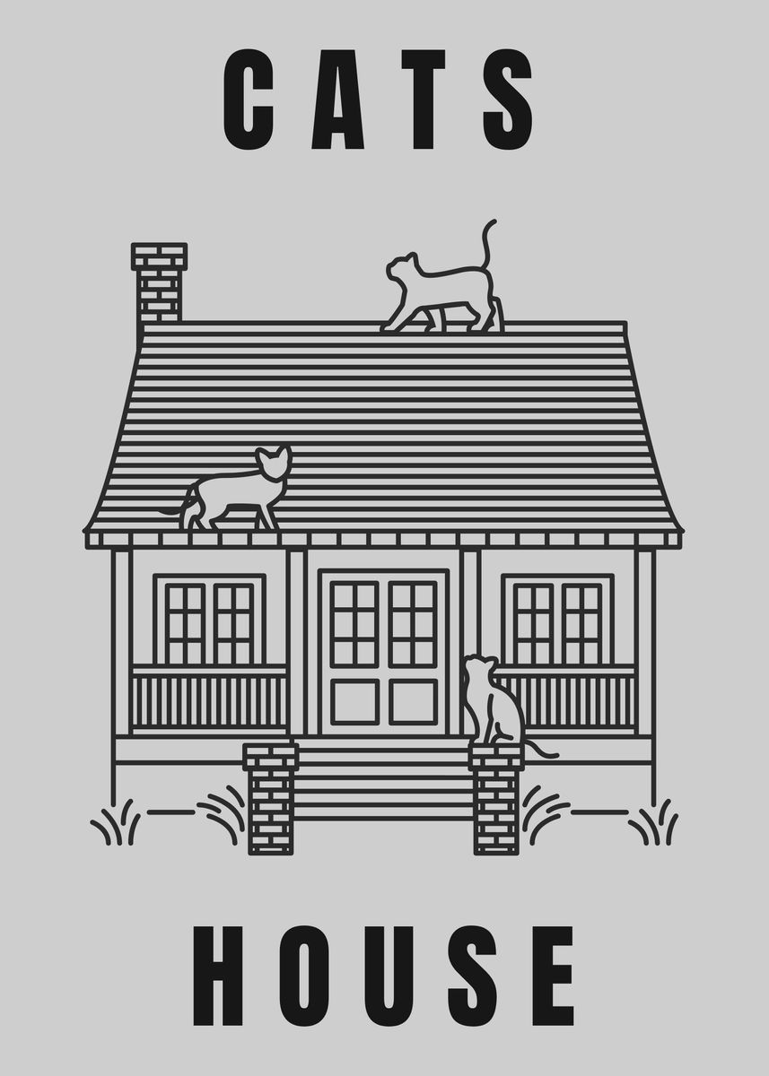 'Funny Cats House' Poster, picture, metal print, paint by Max Ronn ...