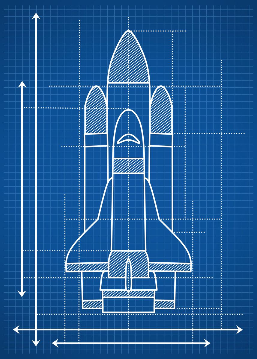 'Rocket blueprints' Poster by Yahya Art | Displate