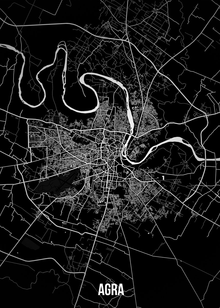 'Agra Dark Map' Poster, picture, metal print, paint by Stefano Lunghi ...