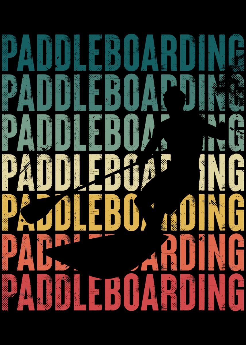 'Retro Paddleboarding Gift' Poster, picture, metal print, paint by Phil ...