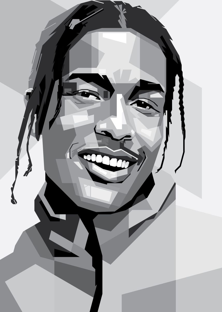 Asap Rocky Black And White Drawing